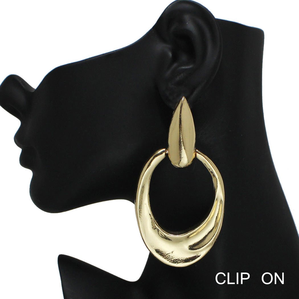 102504, OVERSIZED METAL CLIP ON EARRING – GOOD FEELINGS, INC